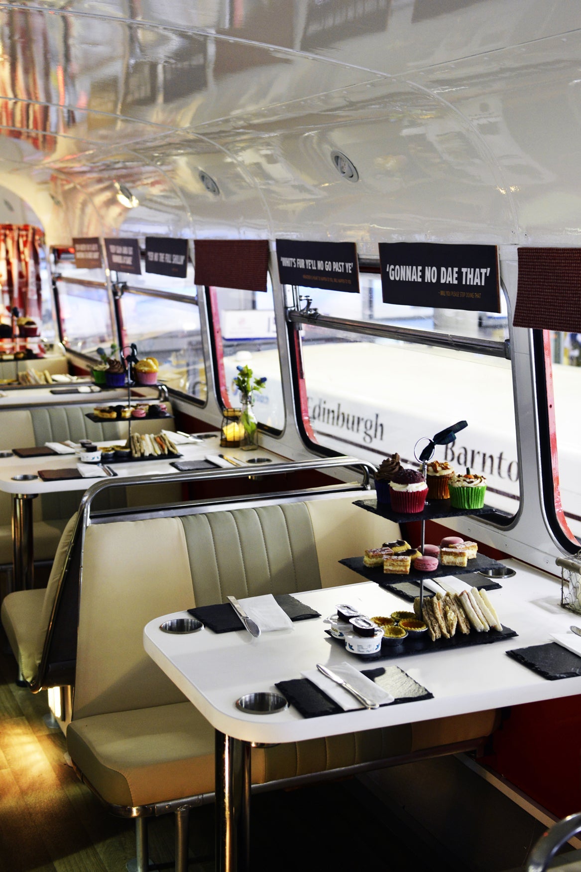 Red Bus Bistro Sparkling Afternoon Tea around Edinburgh – Guesswhatidid
